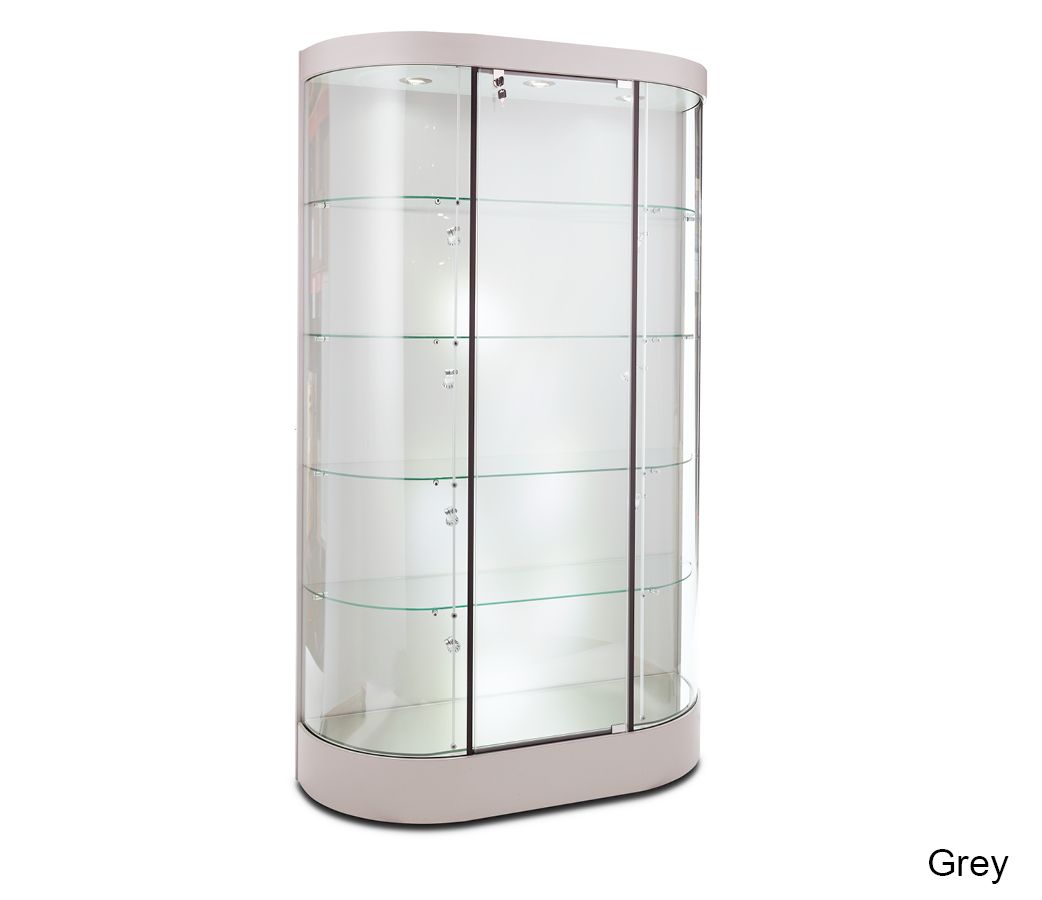 Sophisticated Floor Curved Glass Showcase – Display Connection